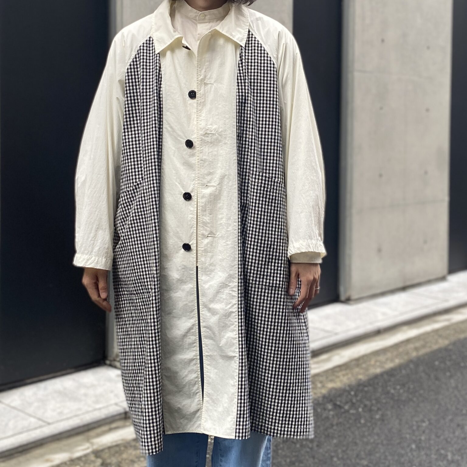 【H.UNIT】Nylon×check switching coat Gingham check | unstable | 公式オンラインショップ